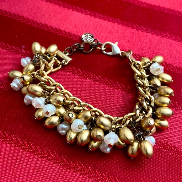 Lilly Pulitzer | Jewelry | Vintage 9s Lilly Pulitzer Golden Pearls Cha ...